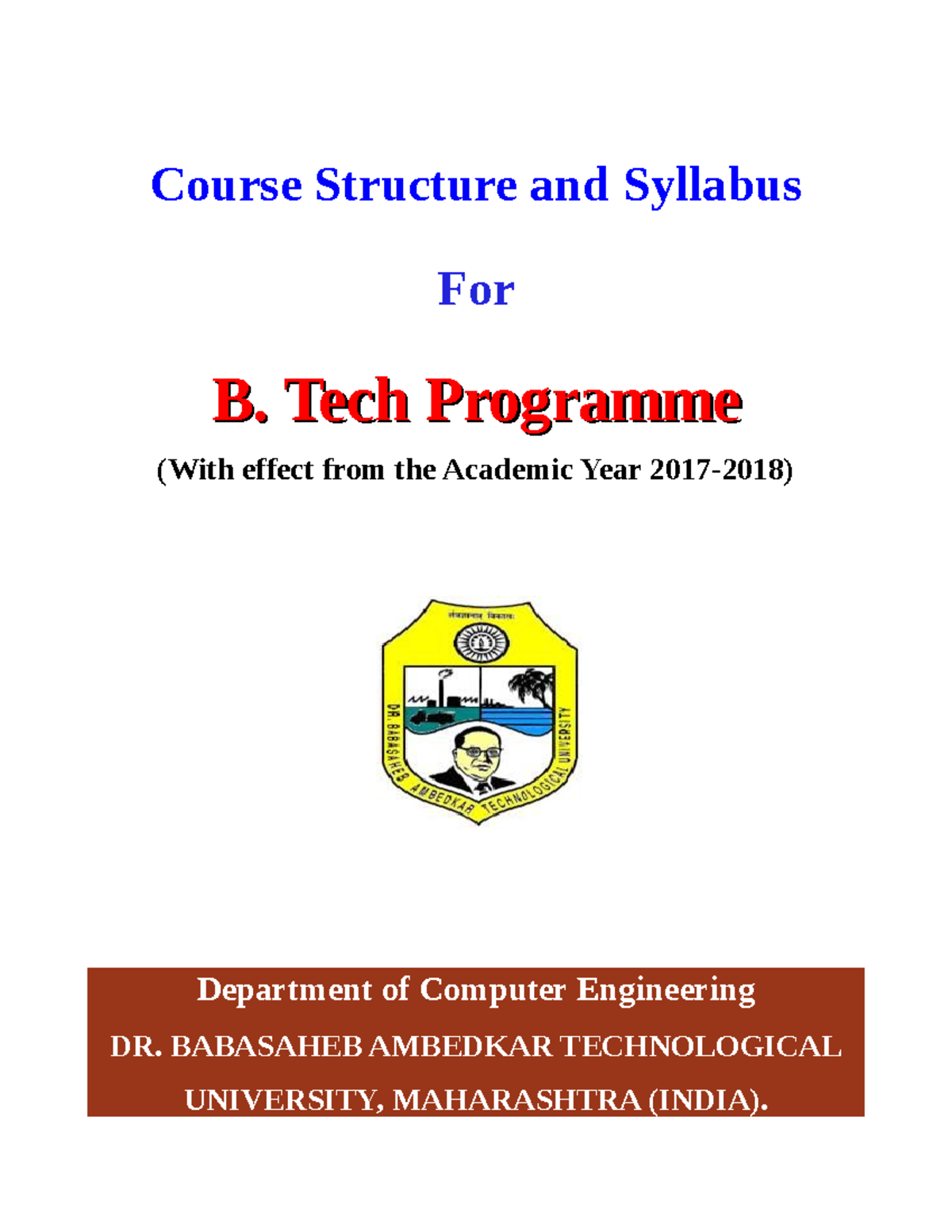 BTech Comp - It is the Syllabus of DBATU - Course Structure and ...