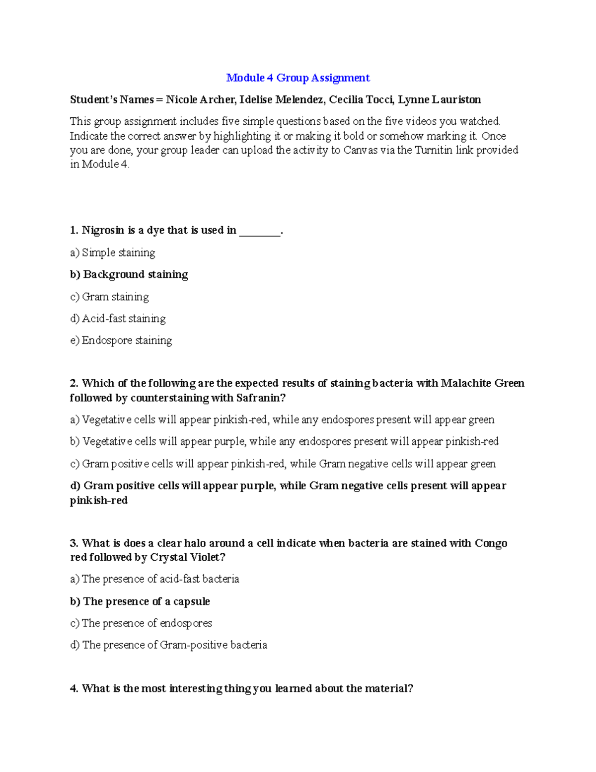 Module 4 Group Assignment - Module 4 Group Assignment Student’s Names ...