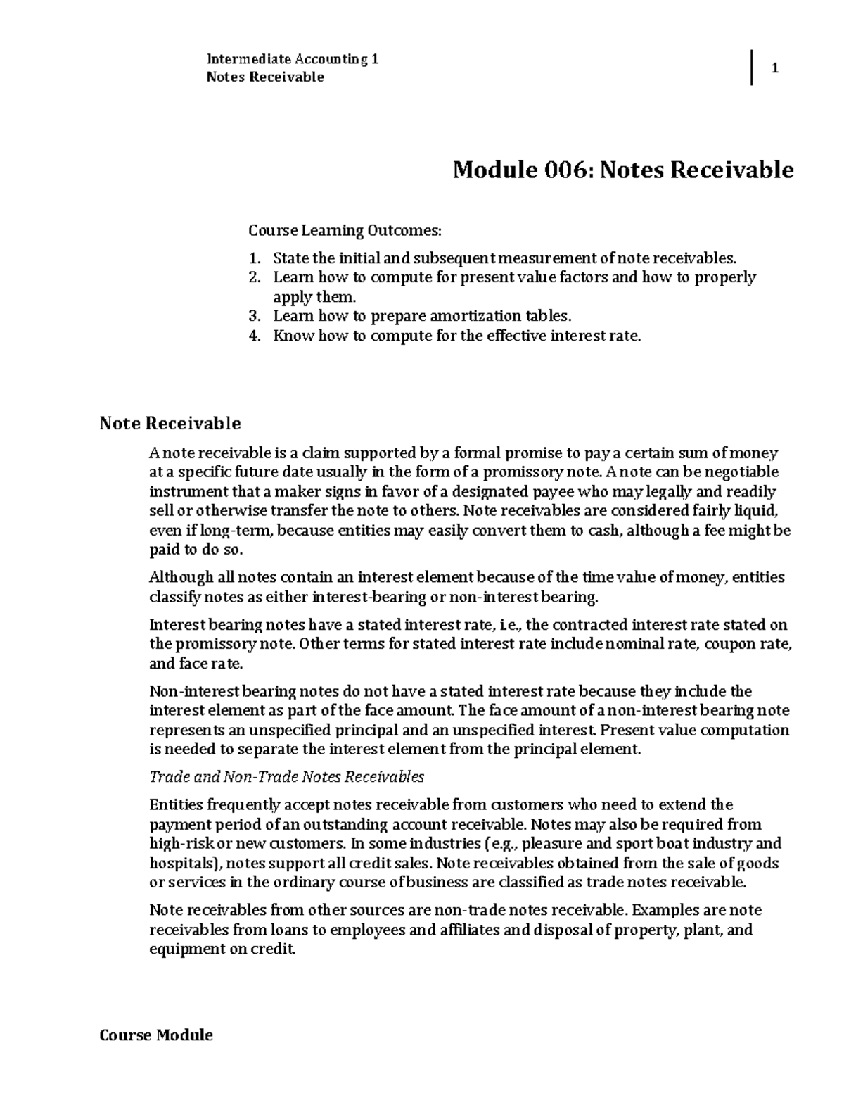 Intermediate Accounting 1: Week 7 - Lesson 6 on Notes Receivable - Studocu