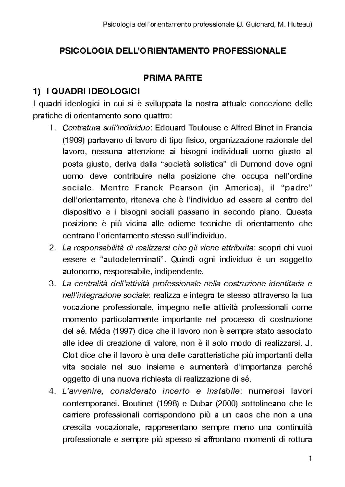 Psicologia dell'orientamento - PSICOLOGIA DELL’ORIENTAMENTO ...