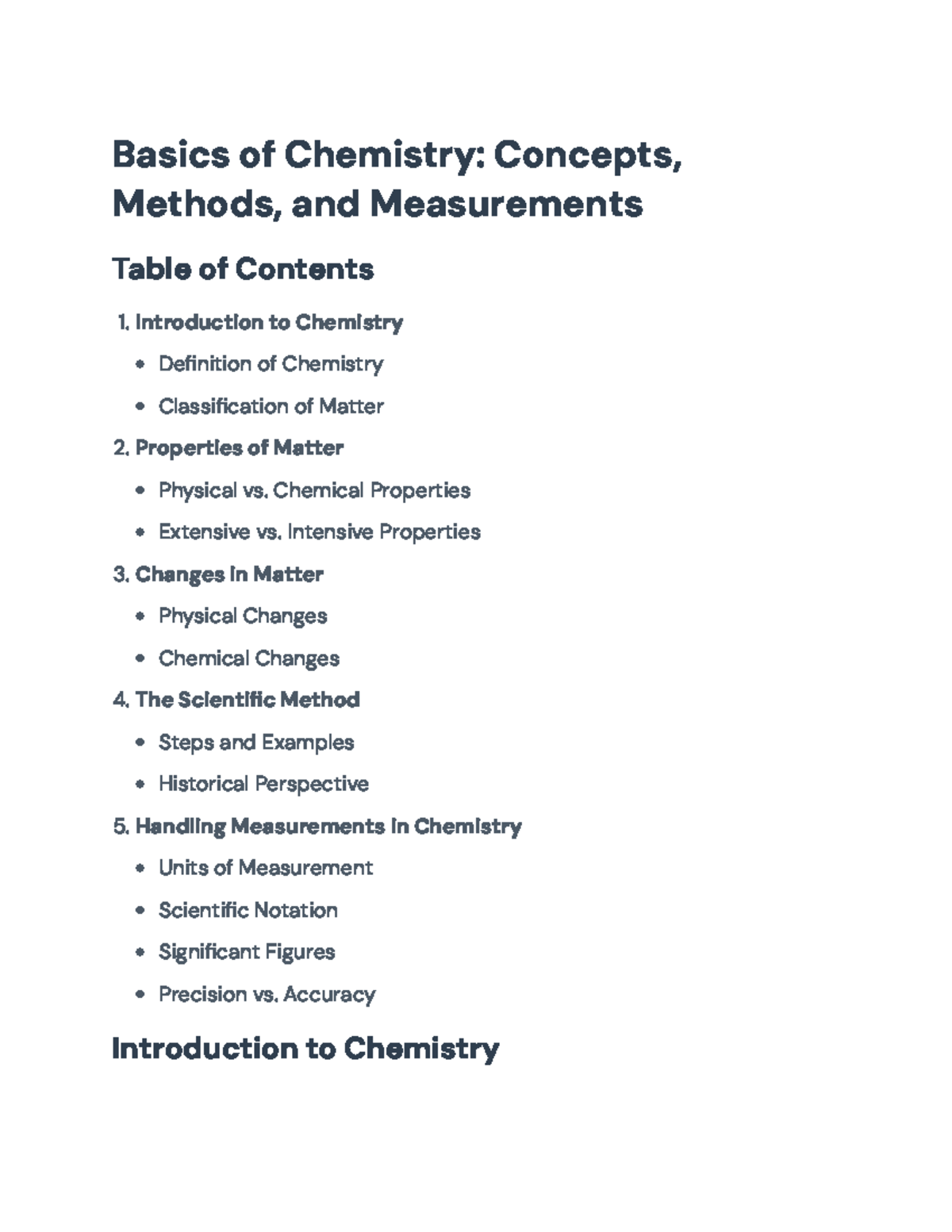 Basics of Chemistry (CHEM 101): Concepts, Properties, and Measurements ...