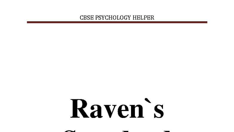 CBSE PSYCHOLOGY HELPER: Standard Progressive Matrices Practical Guide ...