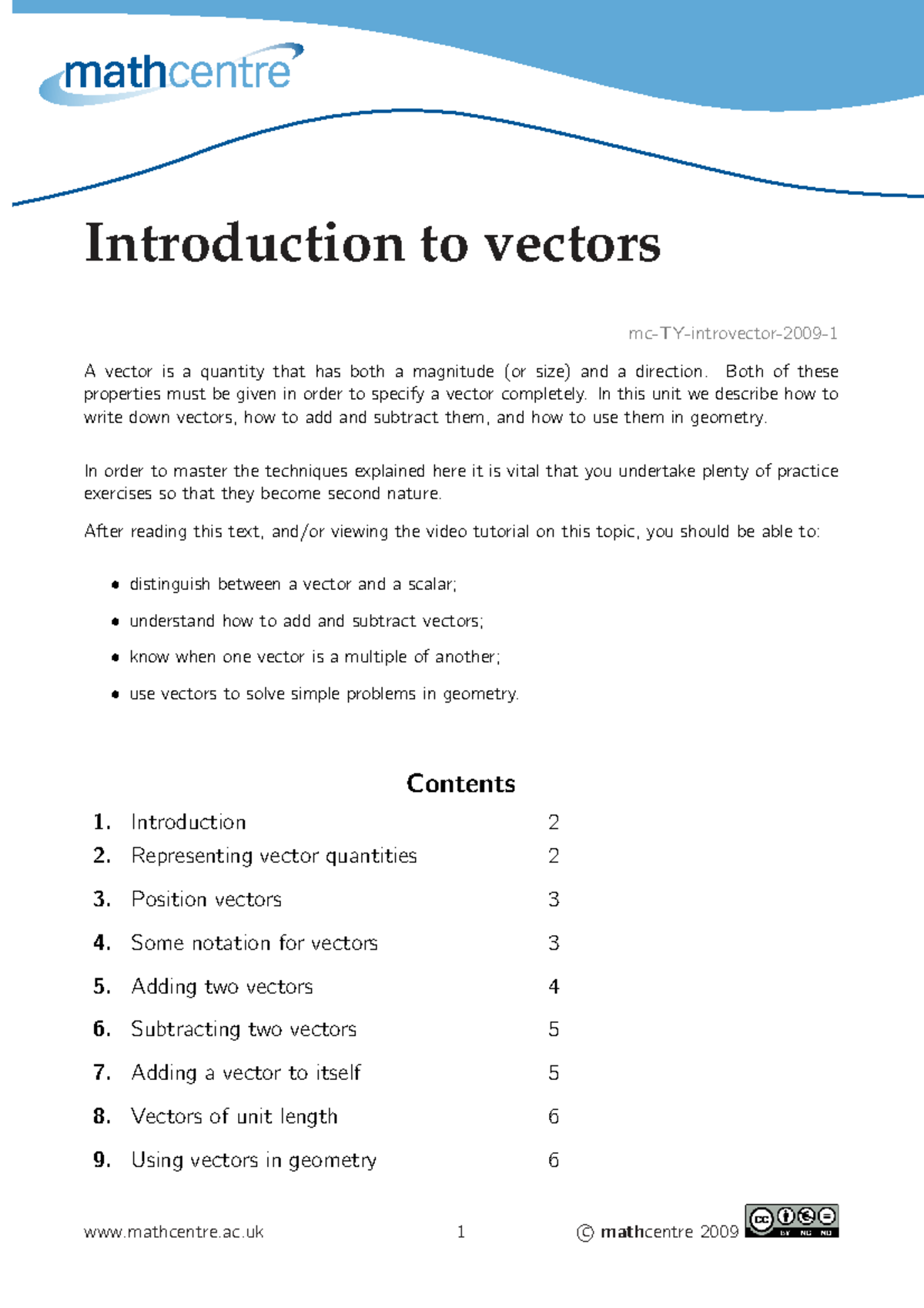 MATH101: Introduction to Vectors - Key Concepts and Techniques - Studocu