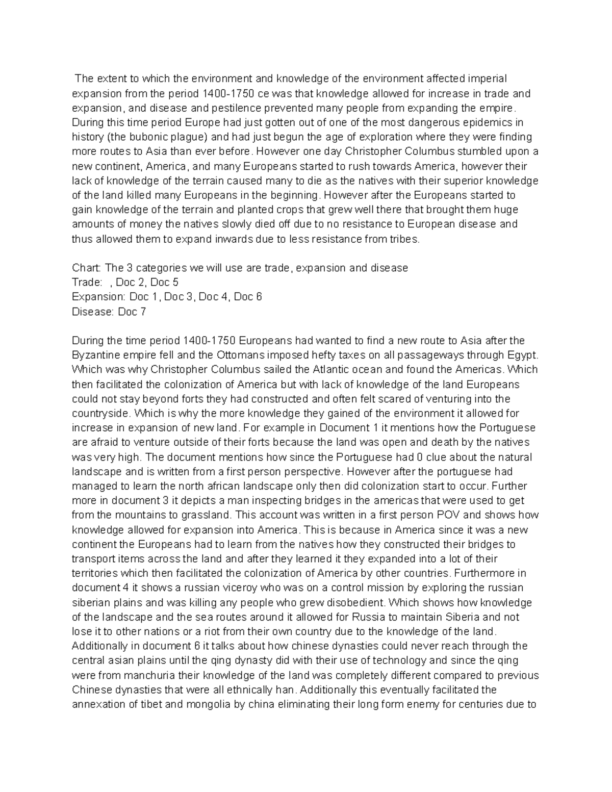 DBQ: Environmental Knowledge & Imperial Expansion Analysis - Studocu