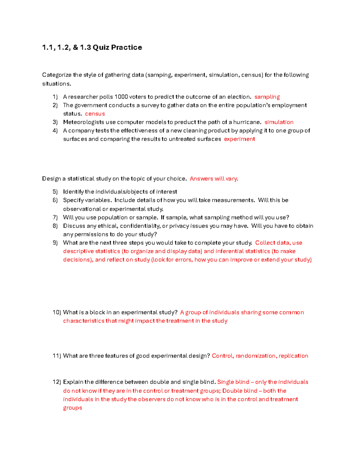 1.1, 1.2, 1.3 Quiz Practice: Data Gathering Methods Explained - Studocu