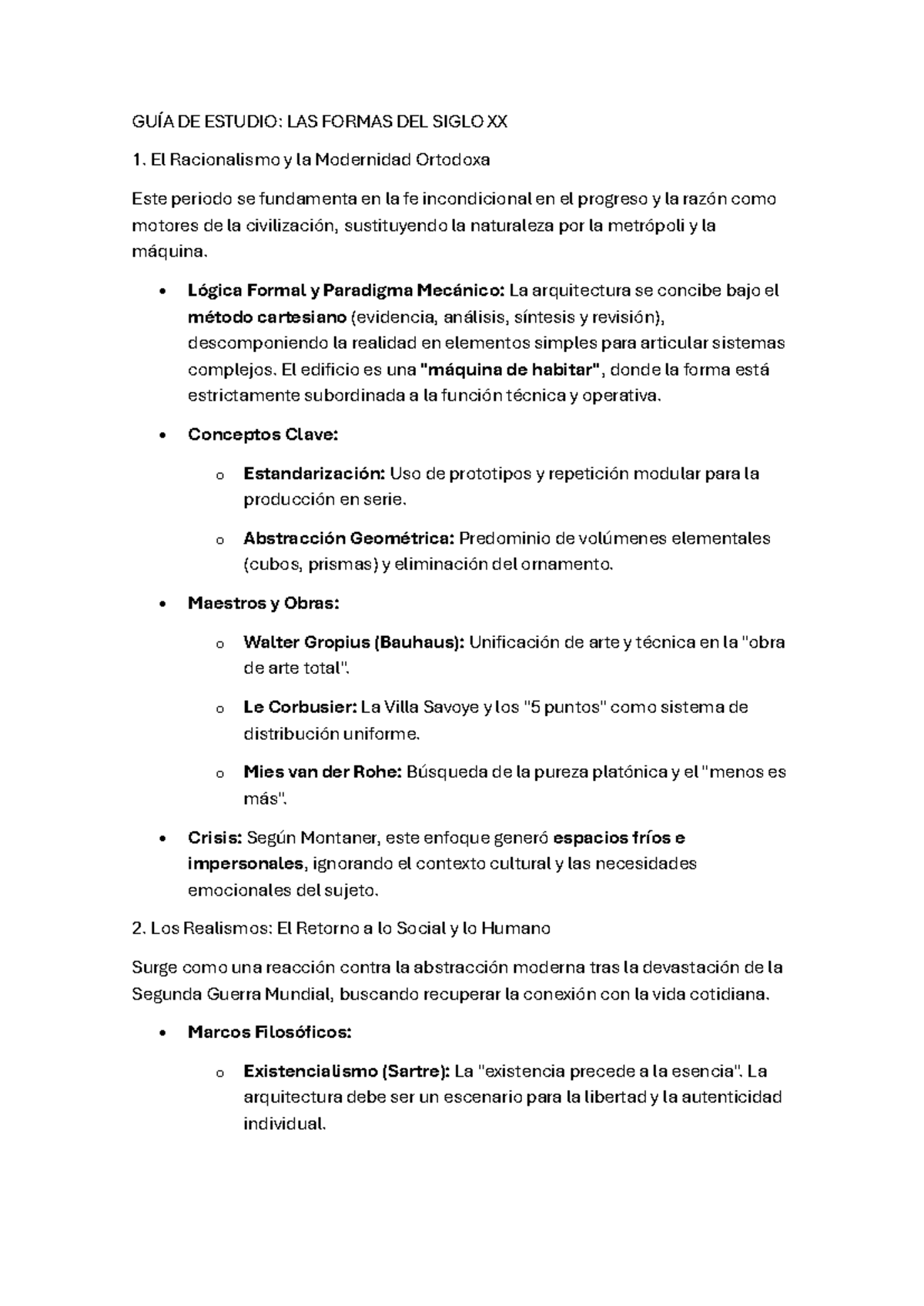 GUÍA DE ESTUDIO: LAS FORMAS DEL SIGLO XX - Racionalismo y Modernidad ...