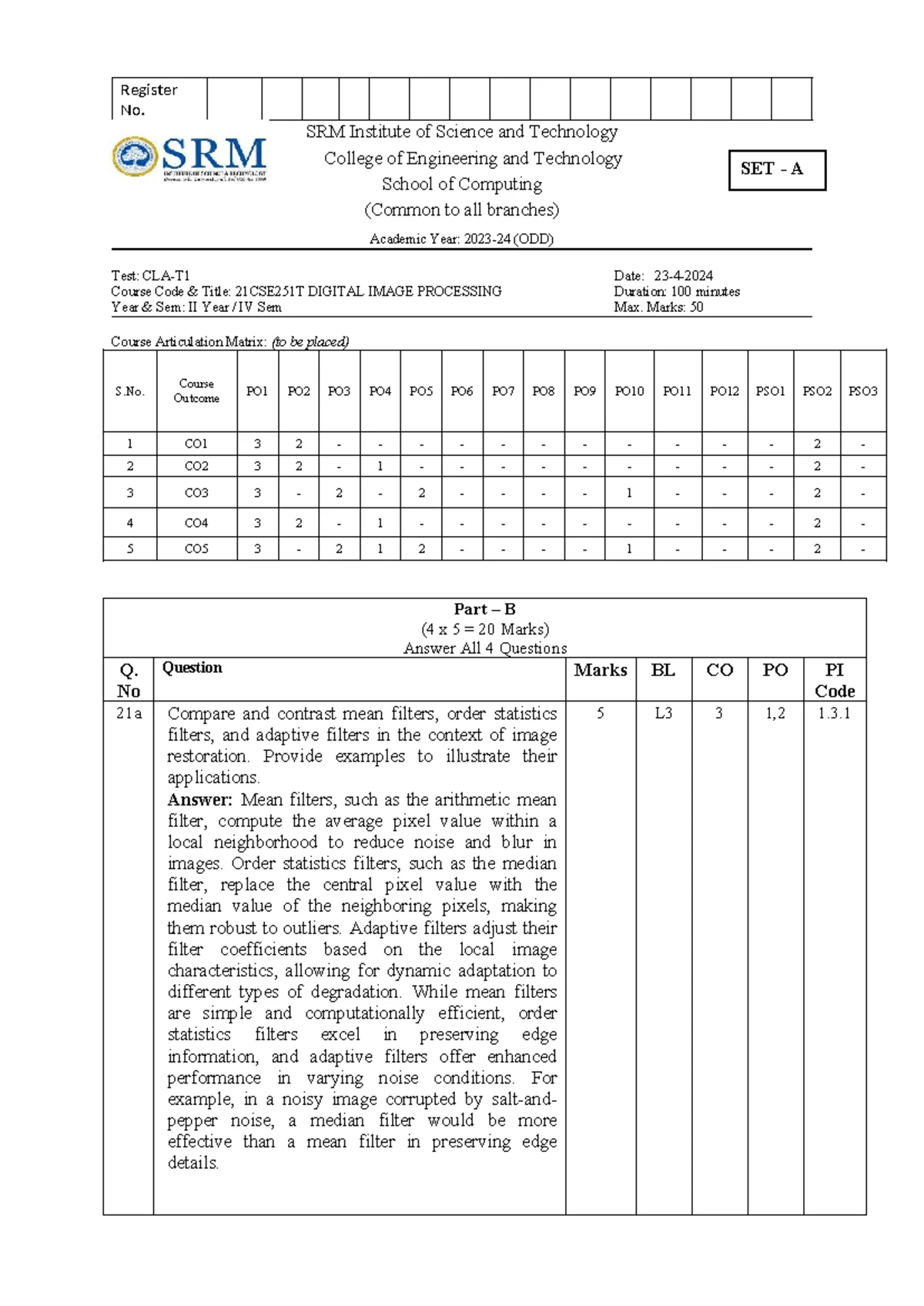 Unit 4 COA: Overview of Single Bus Organization and ALU Functions - Studocu