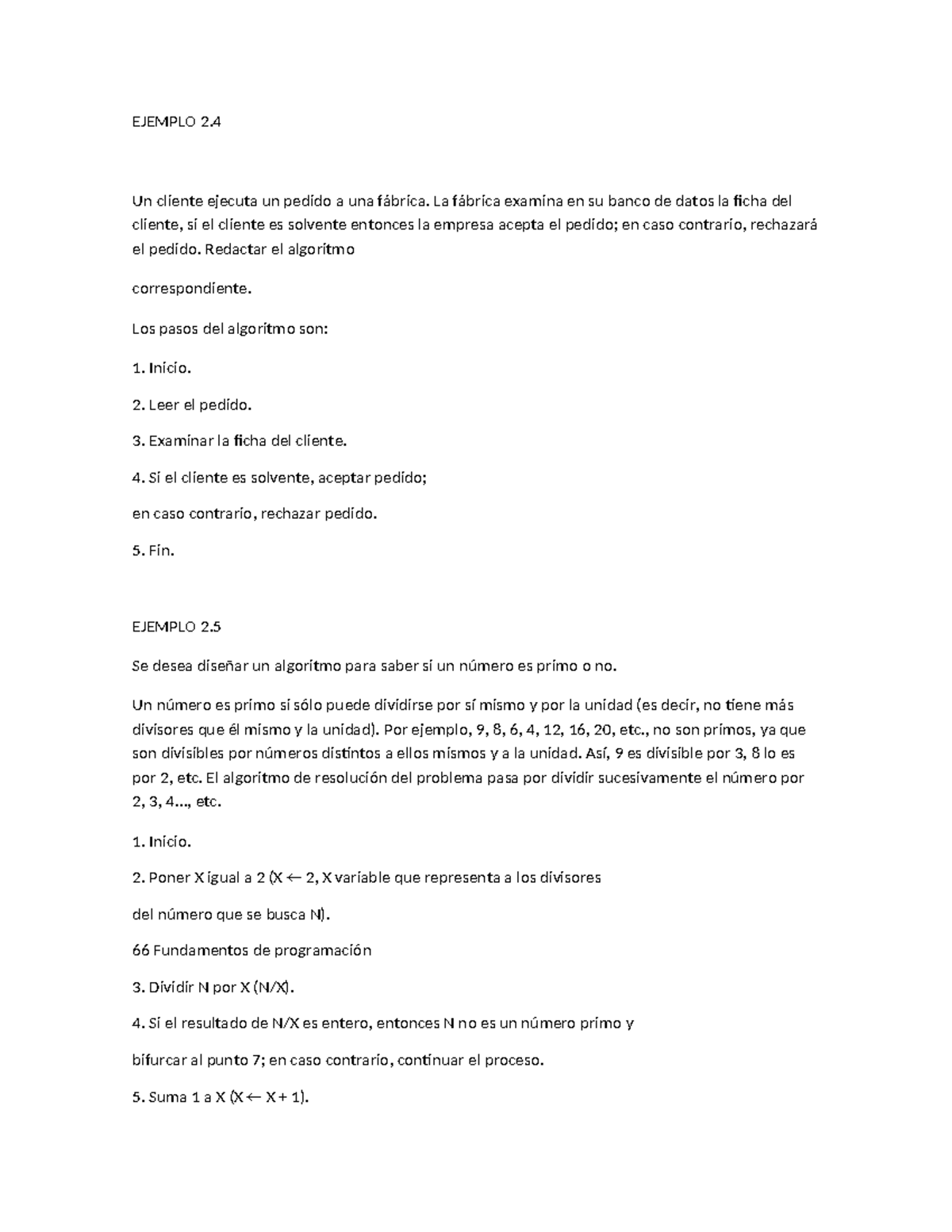 Ejemplo de Algoritmos: Pedido, Números Primos y Sumas - Studocu