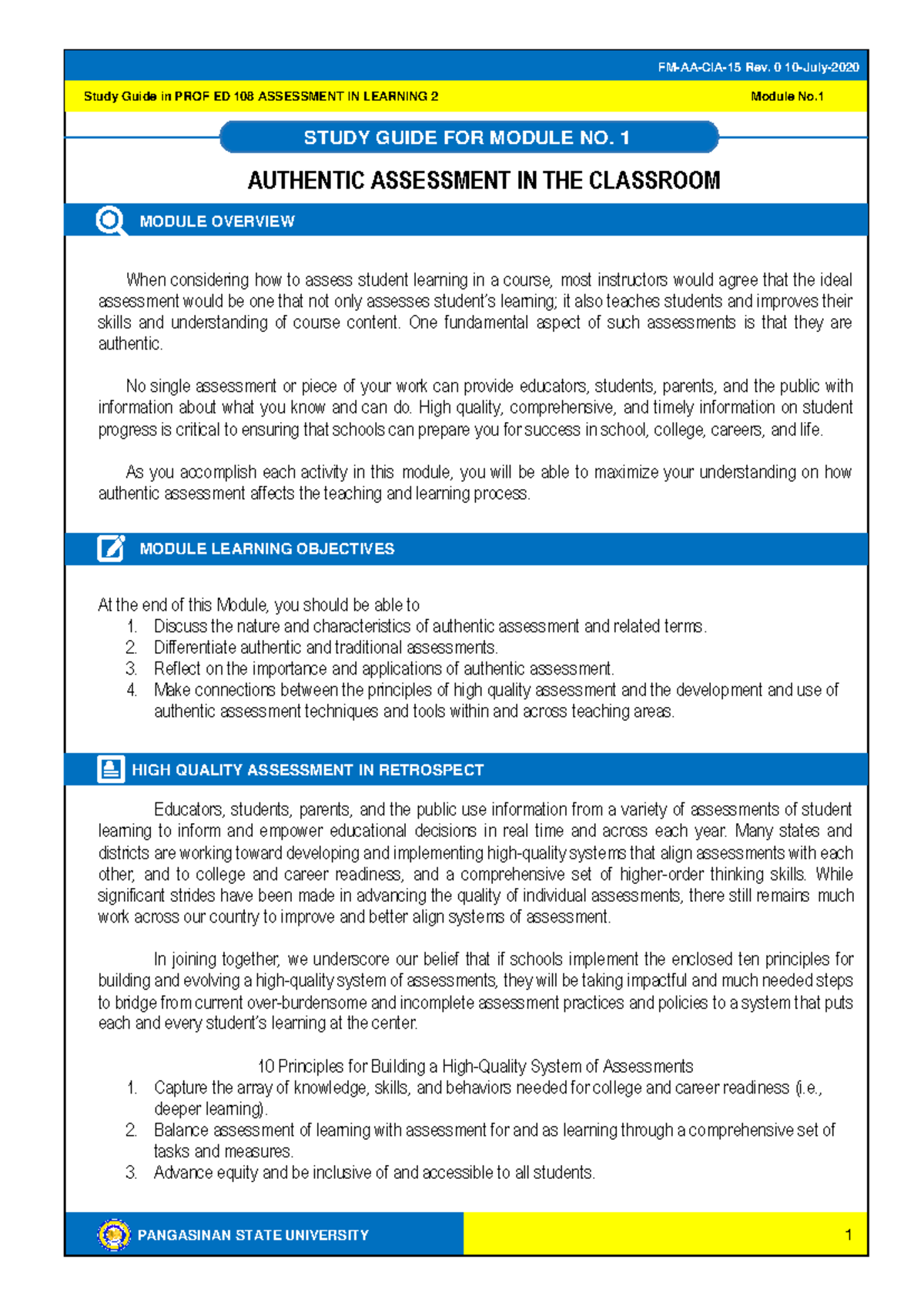 SG 1 Prof Ed 108 - AUTHENTIC ASSESSMENT IN THE CLASSROOM - PANGASINAN ...