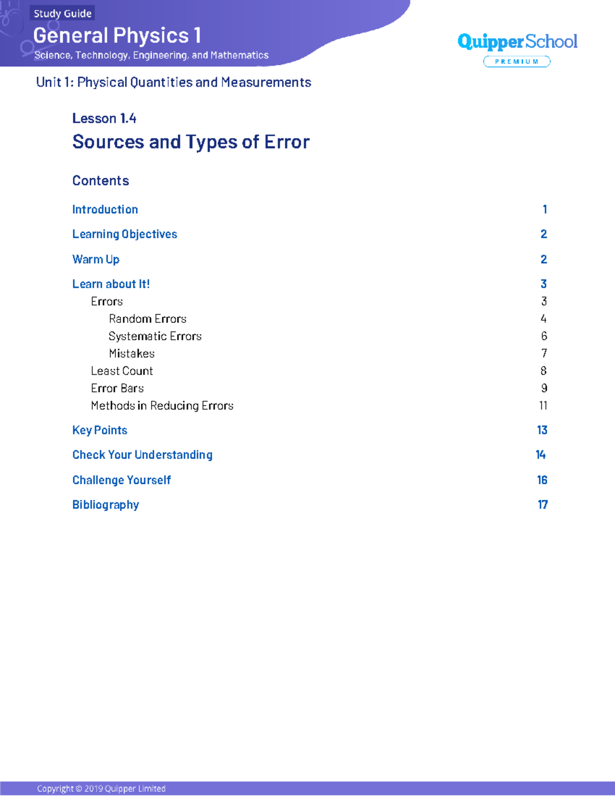 Physics Sources And Types Of Error Sources And Types Of Error Lesson