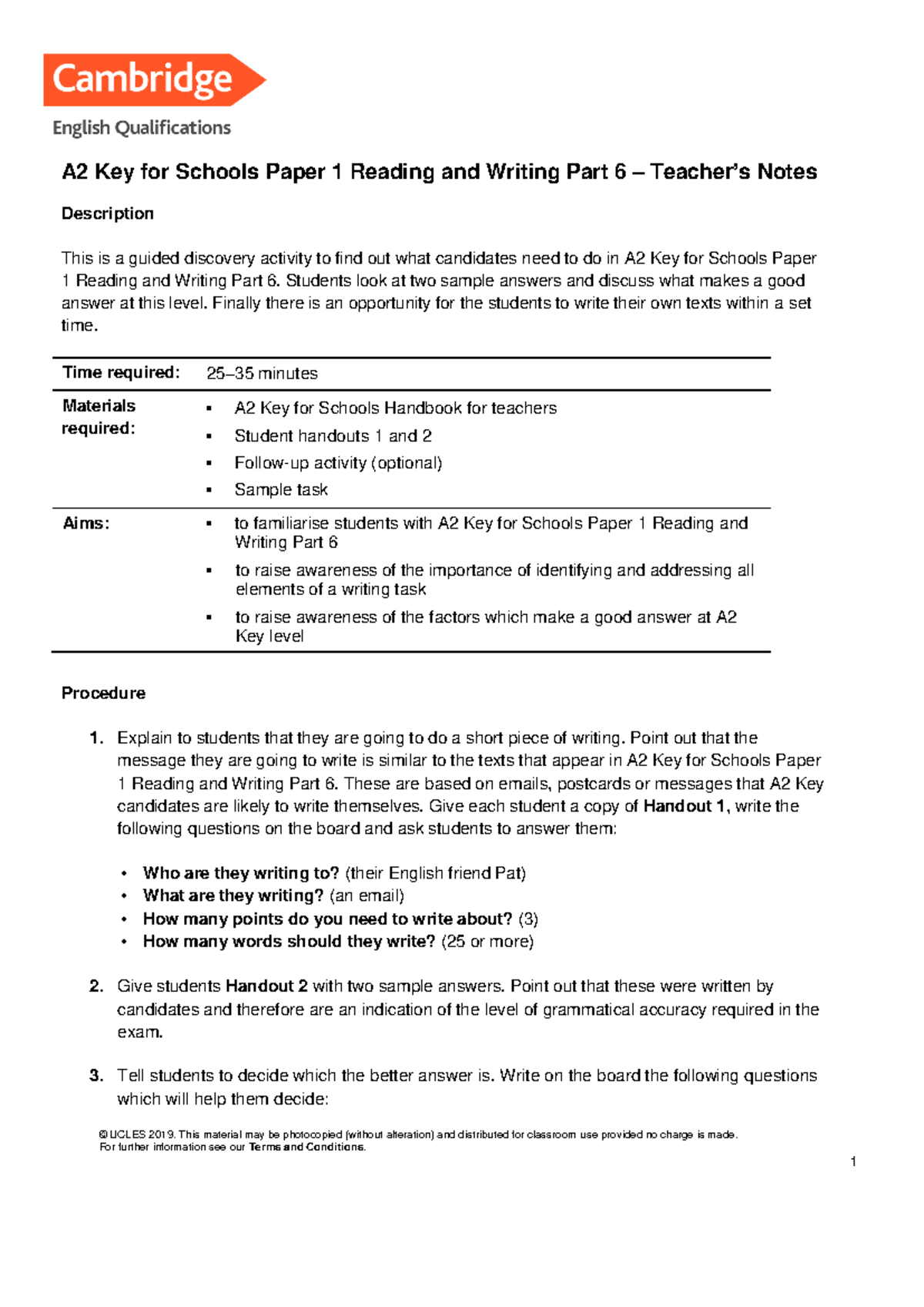 563267 a2 key for schools reading and writing part 6 - © UCLES 20 19 ...