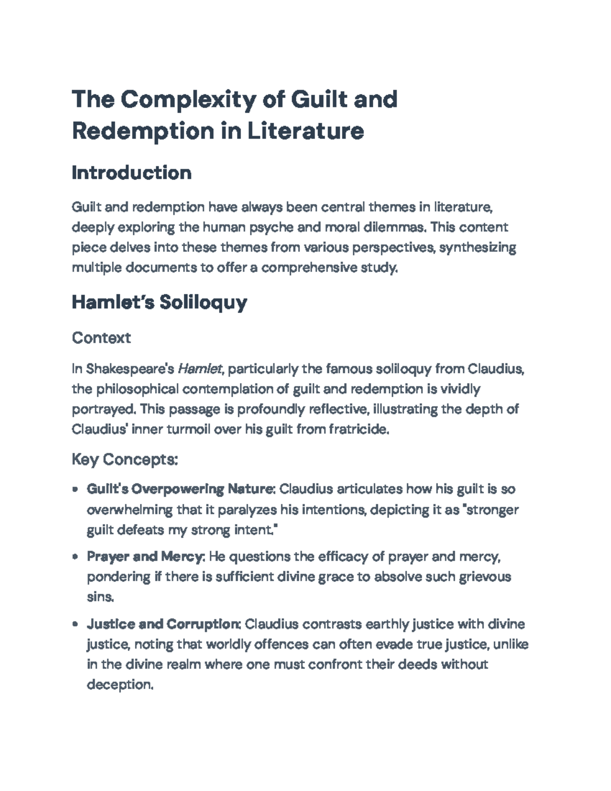 Exploring Guilt and Redemption in Literature: Insights from Hamlet ...