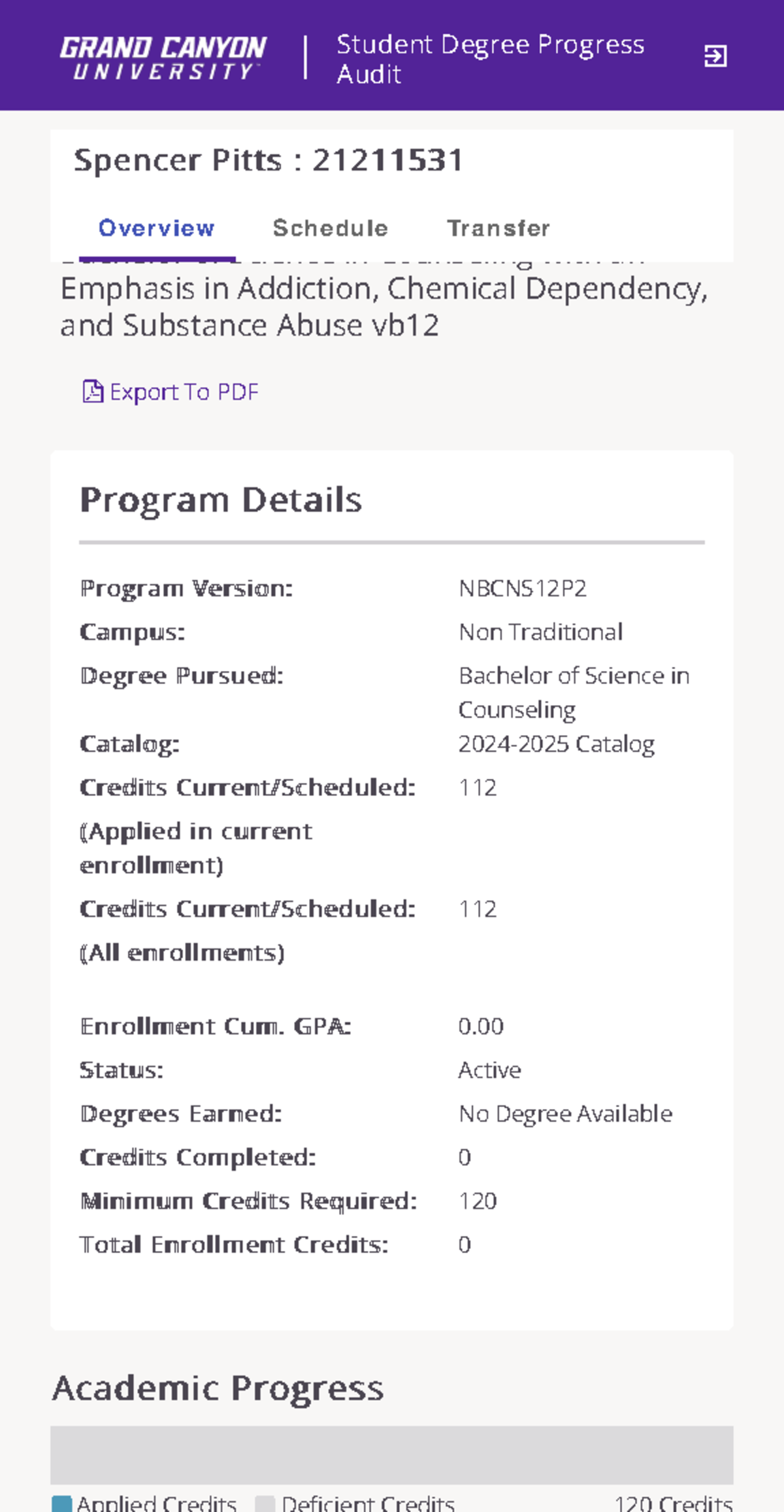 Student Degree Progress Audit - Student Degree Progress Audit Bachelor of Science in Counseling ...