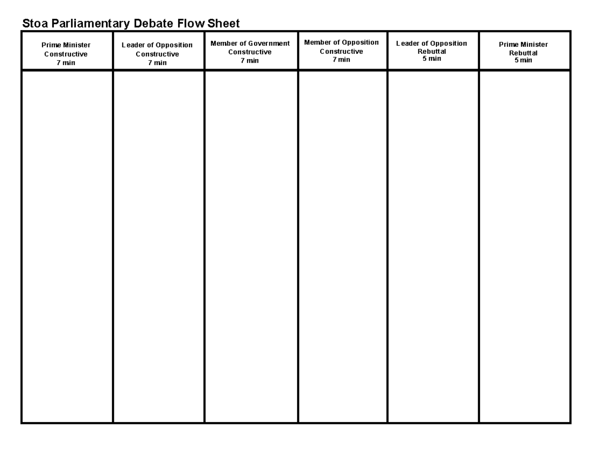 Debate flow sheet template - Stoa Parliamentary Debate Flow Sheet Prime ...