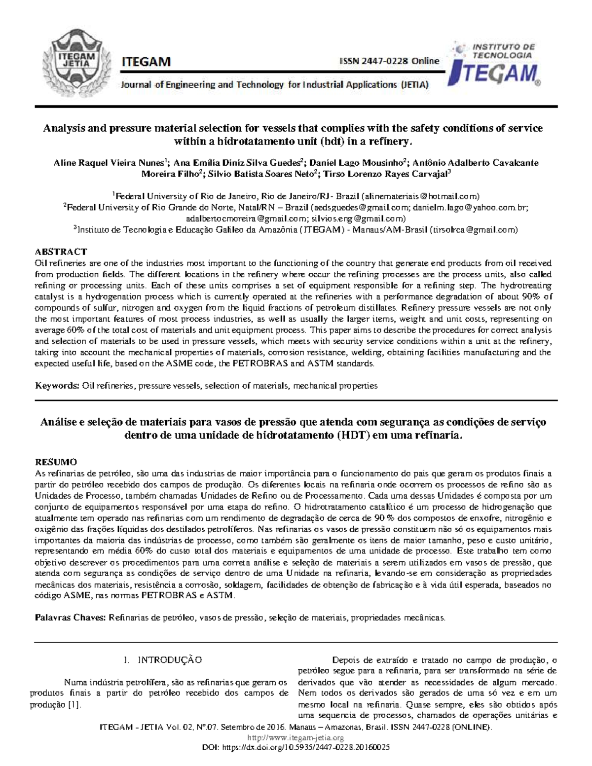 Analysis and Material Selection for Pressure Vessels in HDT Units - Studocu