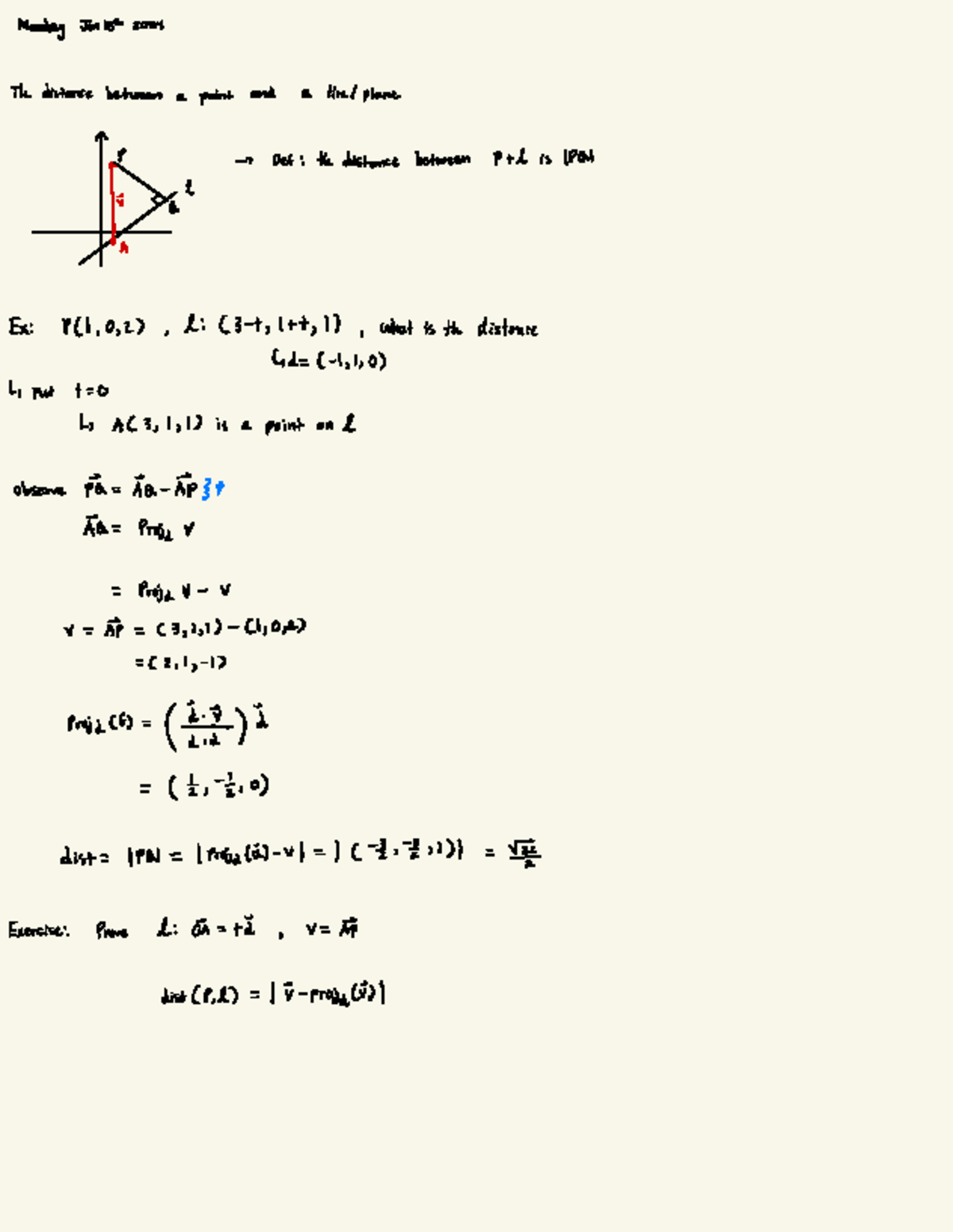 Lecture 4 Notes - Math 1600: Distance Between Points and Vectors - Studocu