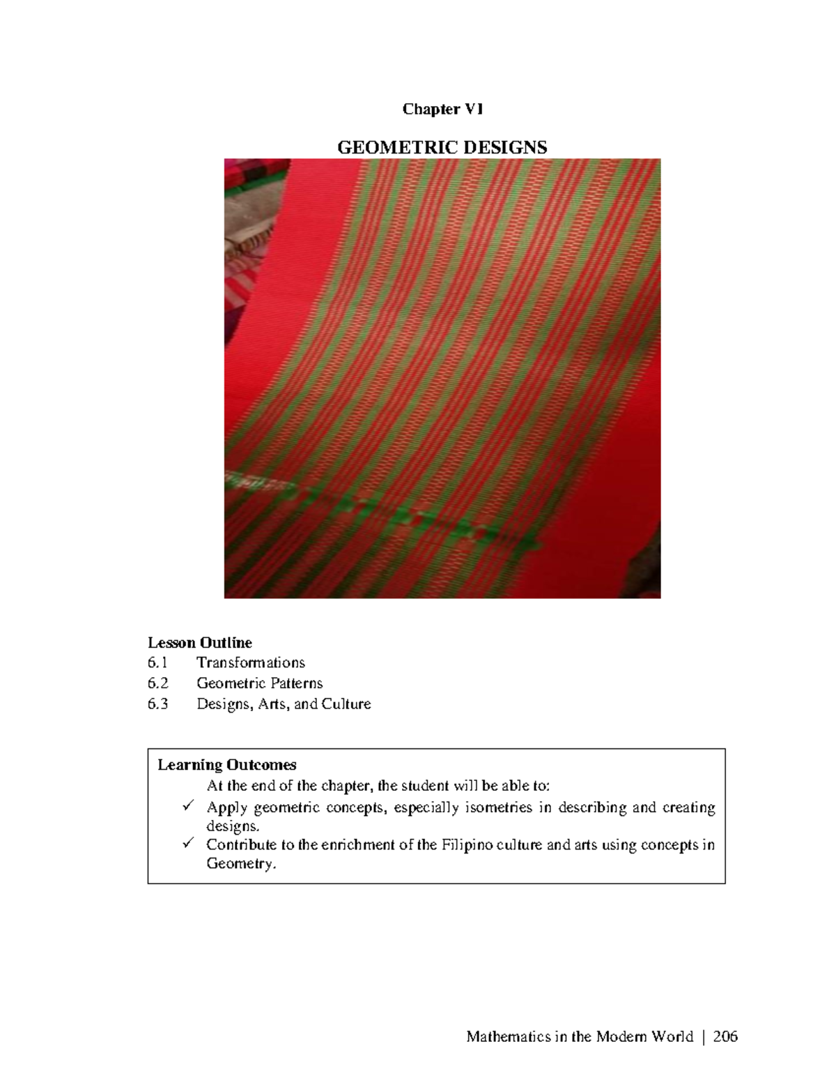 Chapter VI: Geometric Designs and Transformations (Math 206) - Studocu