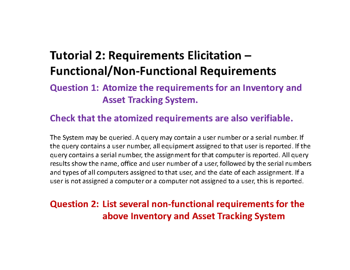 Software Engineering CZ2006 Tutorial 2 - Tutorial 2: Requirements ...