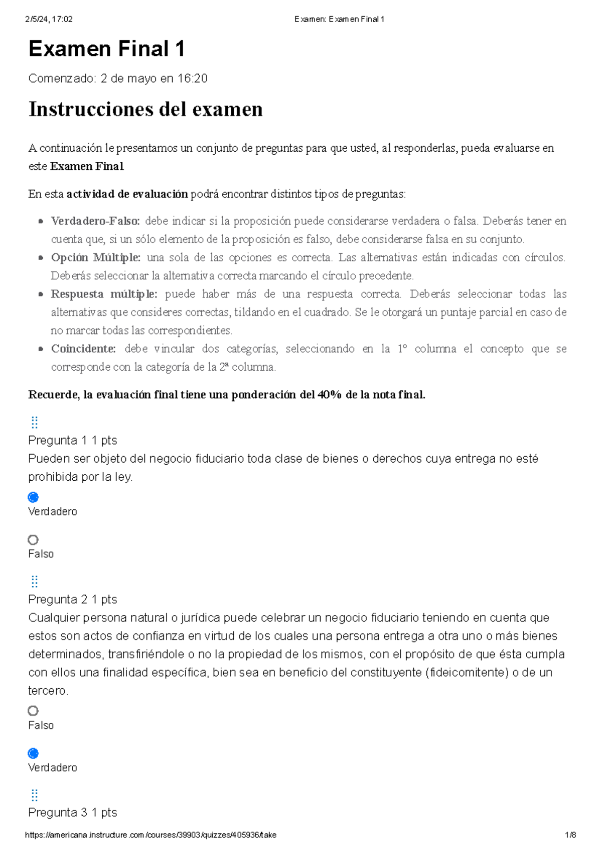 Examen Final DE LA Empresa II: Instrucciones y Preguntas Clave - Studocu