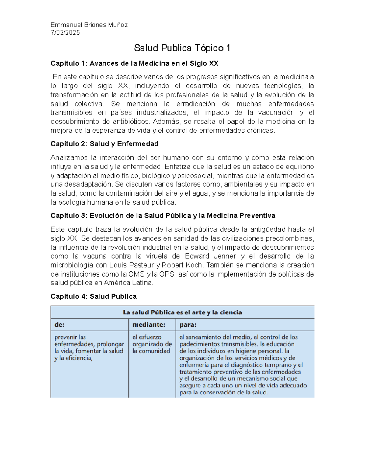 Salud Publica T1 - Emmanuel Briones Muñoz 7/02/ Salud Publica Tópico 1 ...