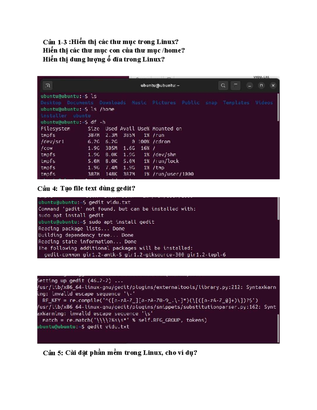 Dinh Sy Trieu Duong - btap hdh linux - hệ điều hành Linux - Câu 1-3 ...