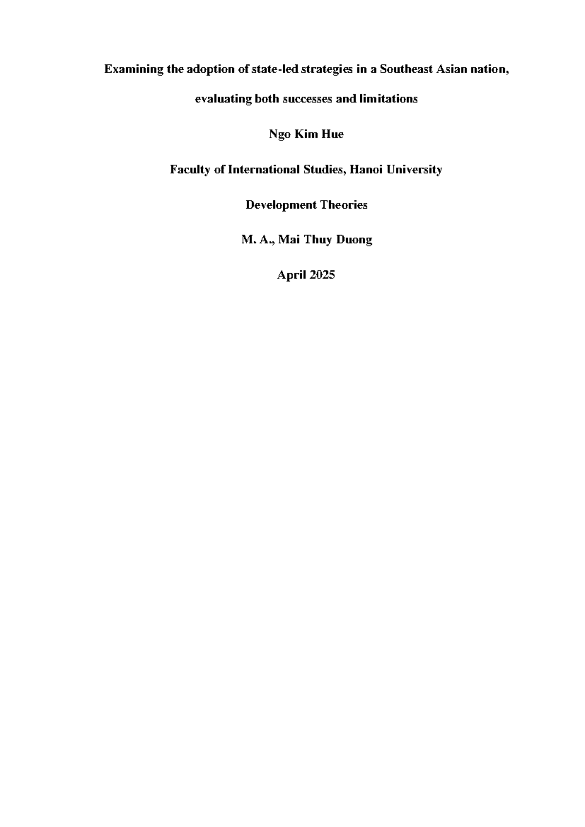 Developmental State Model in Vietnam: Successes & Challenges (INTL 2025 ...