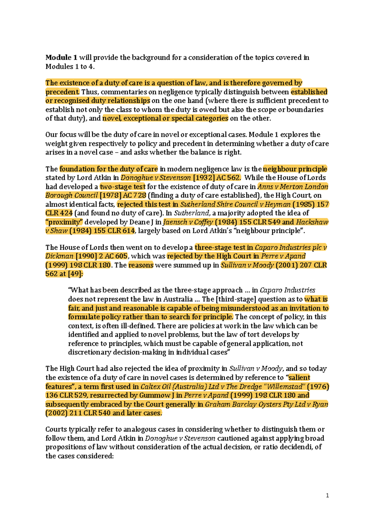 Module 1 Lecture and Tutorial Questions - Module 1 will provide the ...