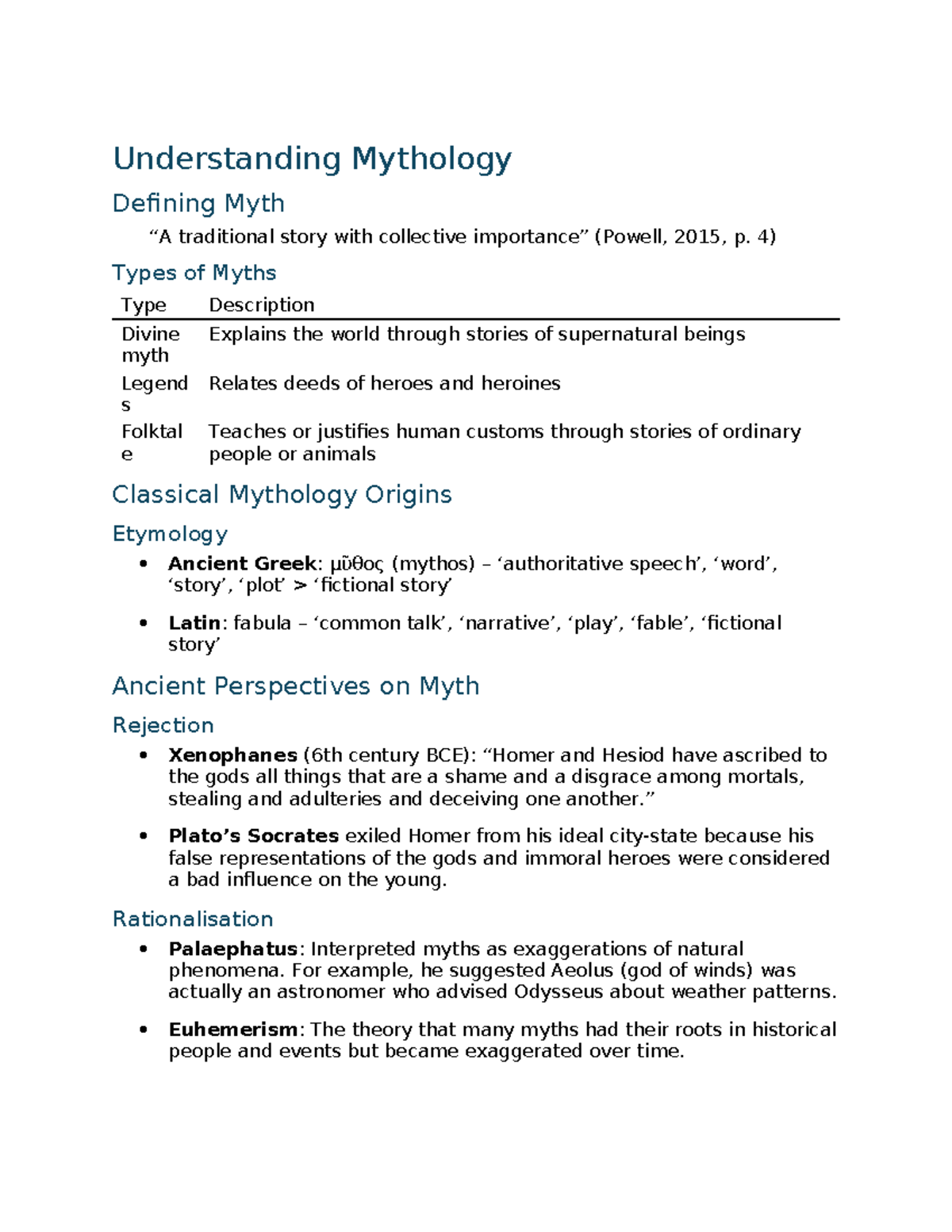 Classical Mythology (Course Code: CM101) - Week 1 Lecture Notes - Studocu