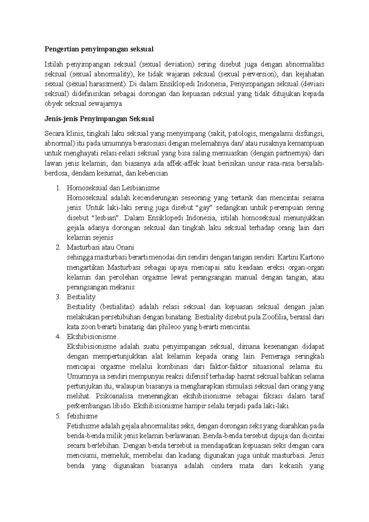 Penyimpangan Seksual: Definisi dan Jenis-Jenisnya - Studocu