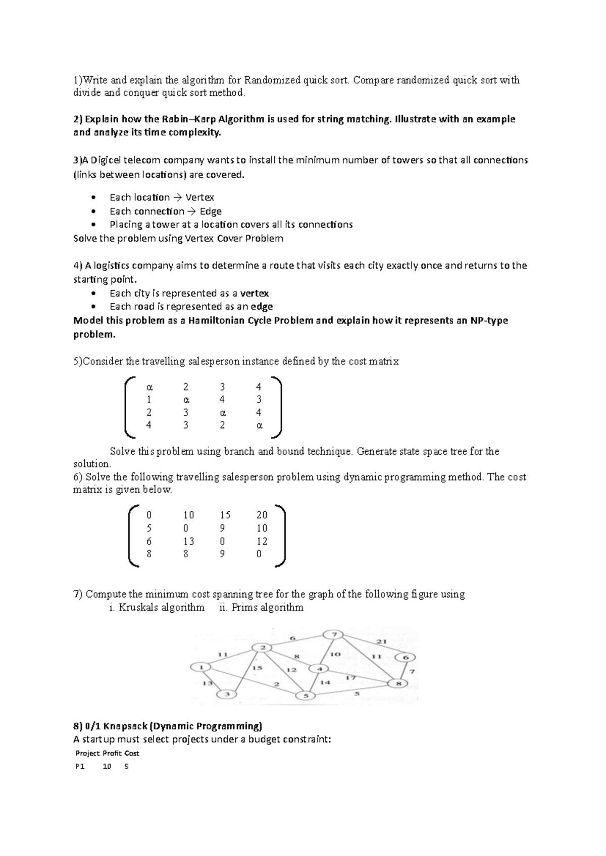 QB 3,4,5 - Algorithms for Sorting, Graph Problems, and Optimization ...