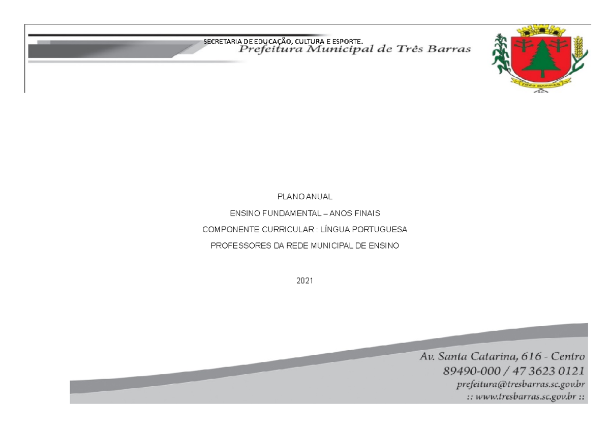 Planejamento Anual Língua Portuguesa - PLANO ANUAL ENSINO FUNDAMENTAL ...
