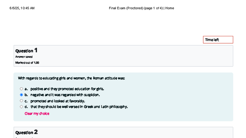 10:45 AM Final Exam (Proctored) - Ancient History Questions - Studocu