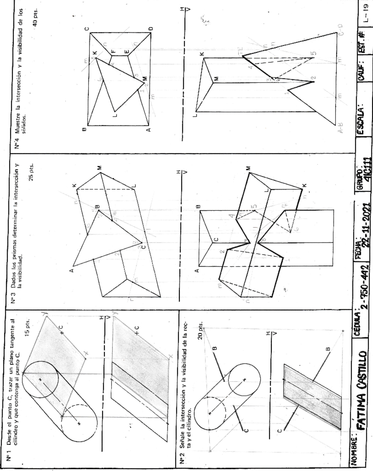Lámina Nº19 - Lámina de Geometría Descriptiva - I I ) l I I I I I I I ...