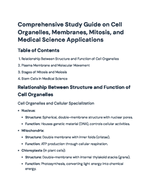 Unit 4 Workbook: Structure & Function of Cells Assignment Guide - Studocu