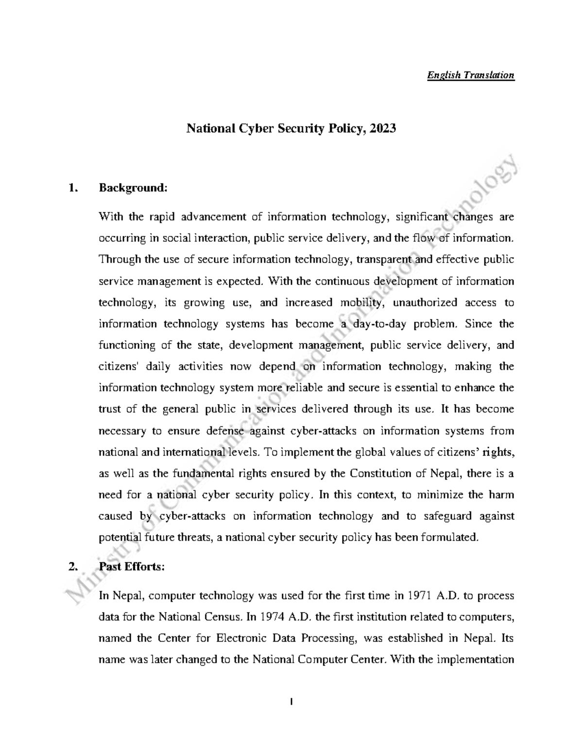 National Cyber Security Policy 2023: English Translation and Analysis ...