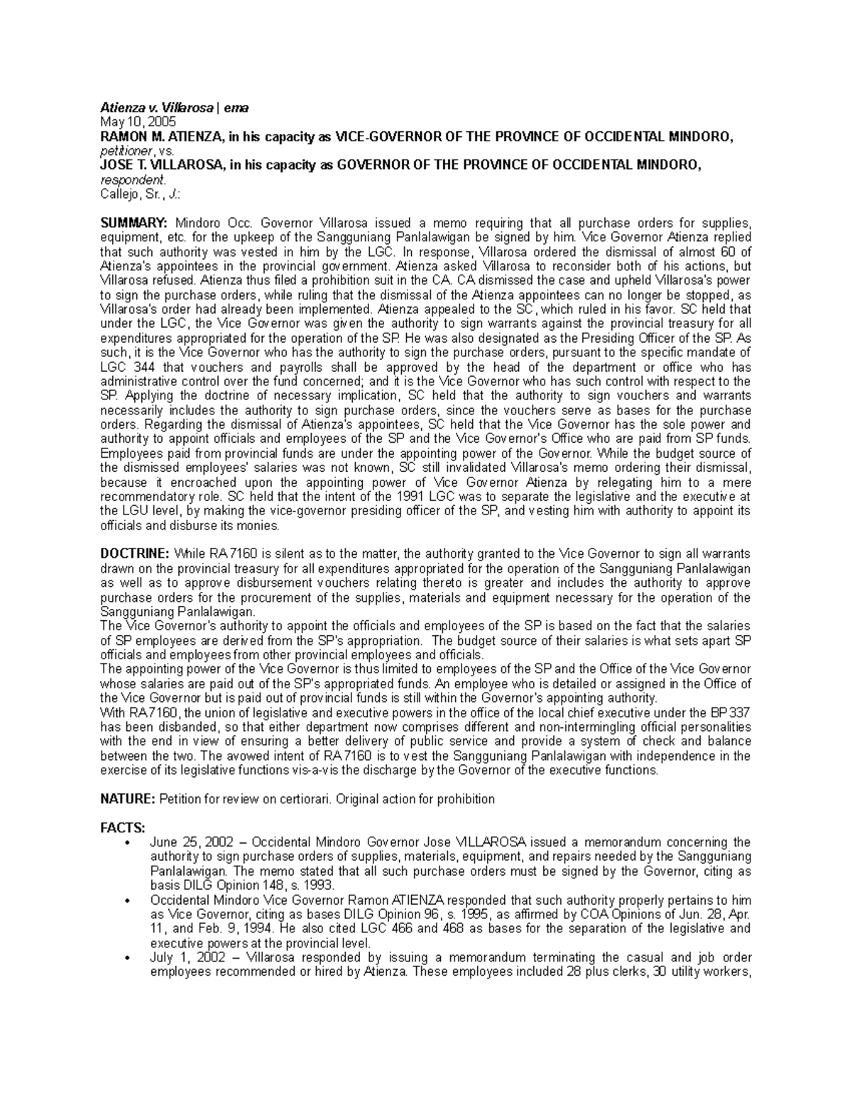 Dokumen - awdasd - Atienza v. Villarosa | ema May 10, 2005 RAMON M ...