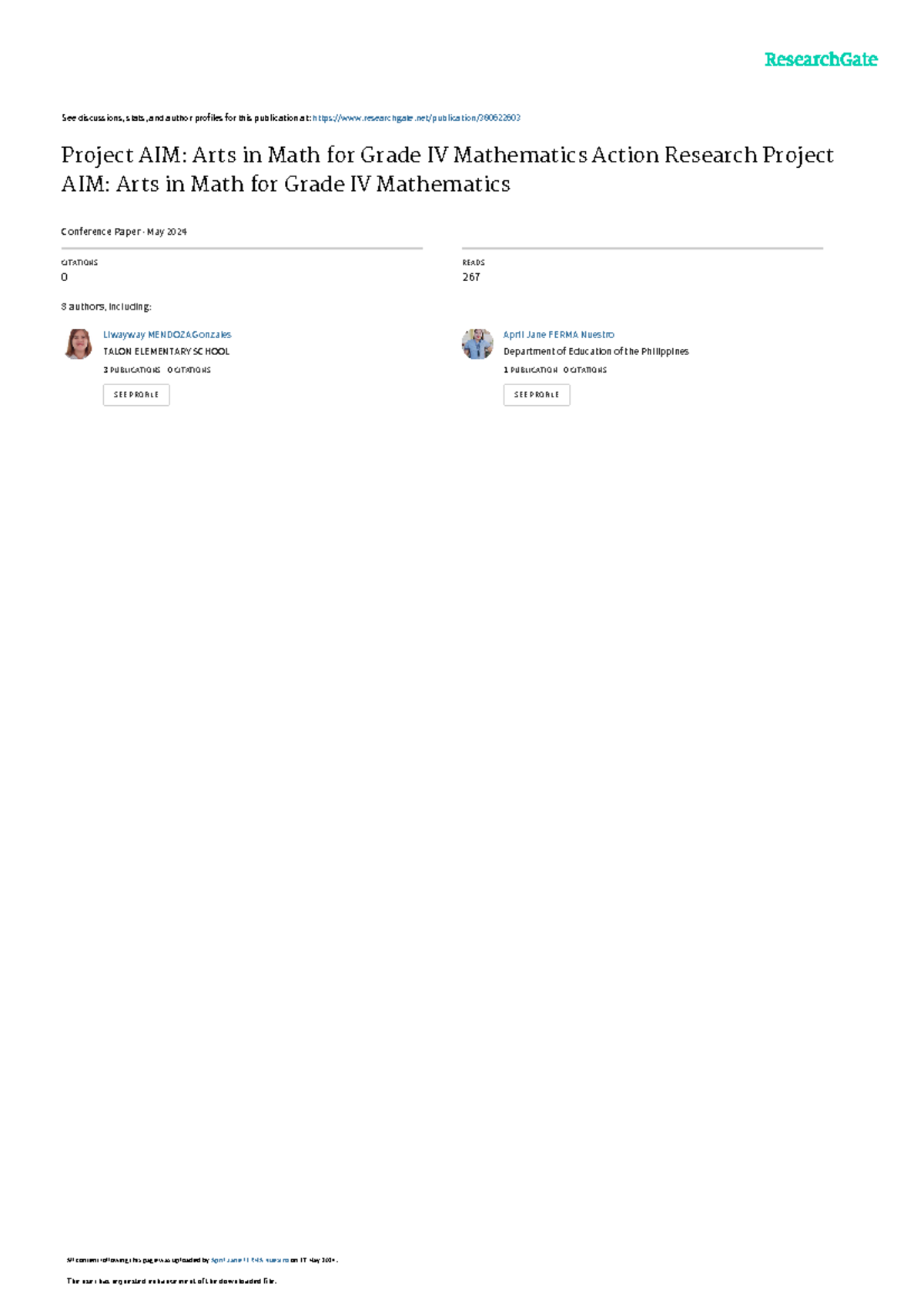 Project AIM: Arts in Math for Grade IV Math - Action Research Study ...