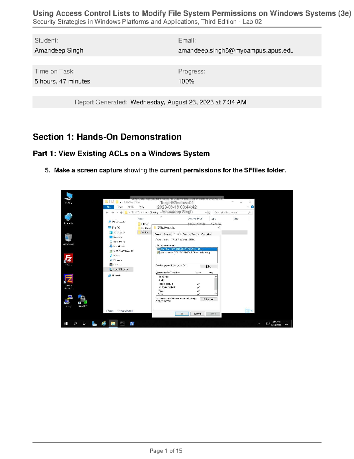 ACL Modification in Windows Systems - Lab 02 (SEC 3e) - Amandeep Singh ...