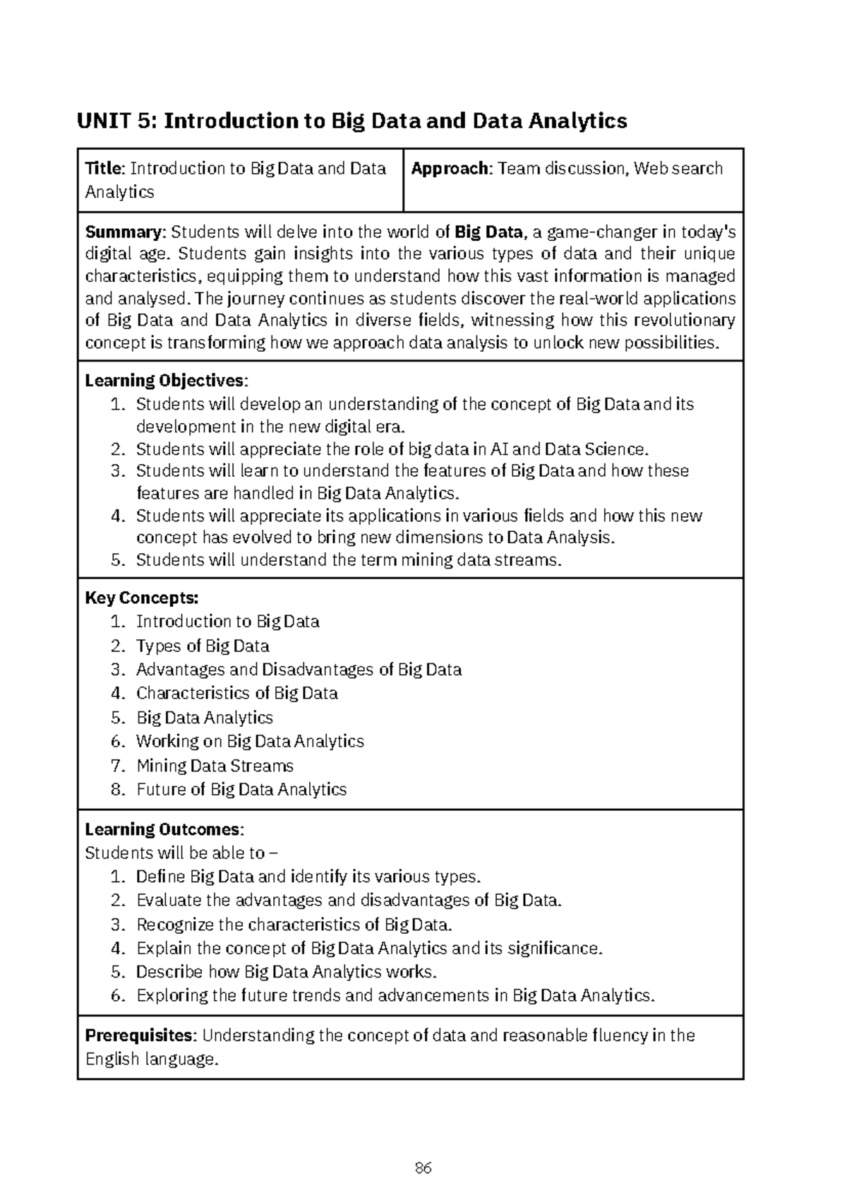 Class 12 AI: Unit 5 - Introduction to Big Data & Data Analytics - Studocu