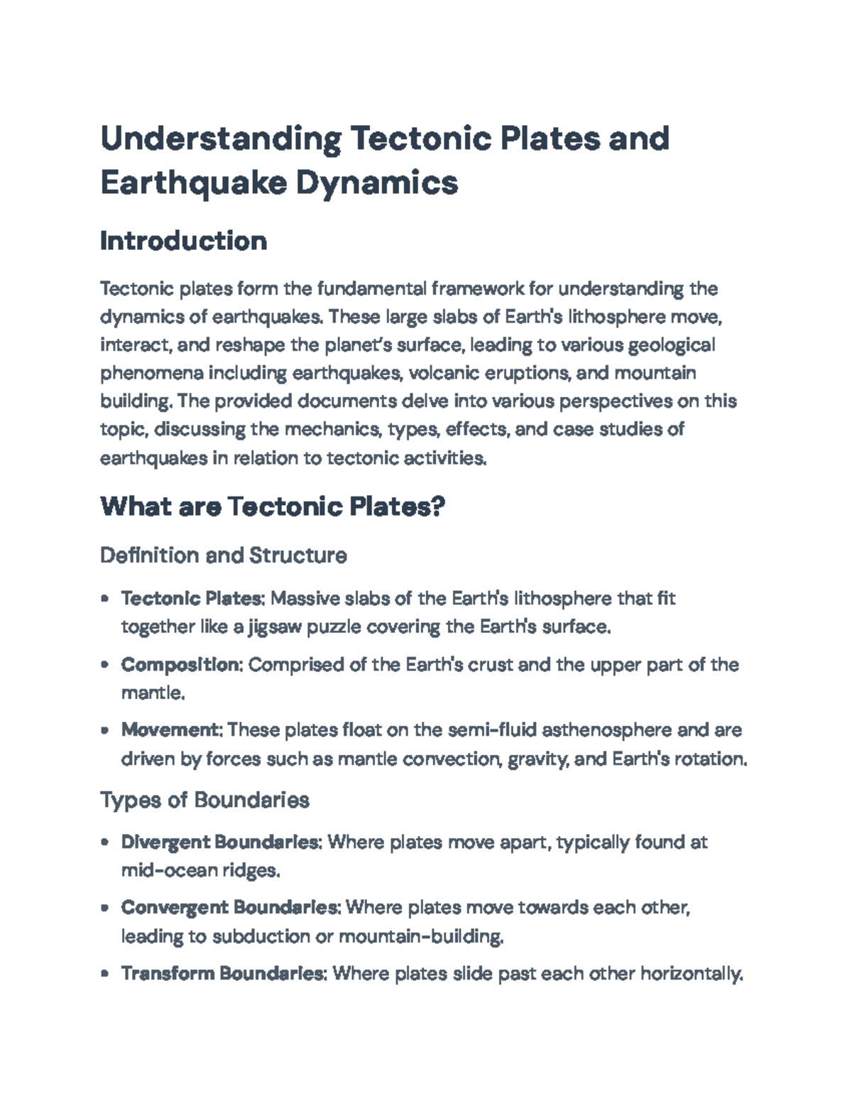 Understanding Tectonic Plates: Earthquake Dynamics and Impact Analysis ...