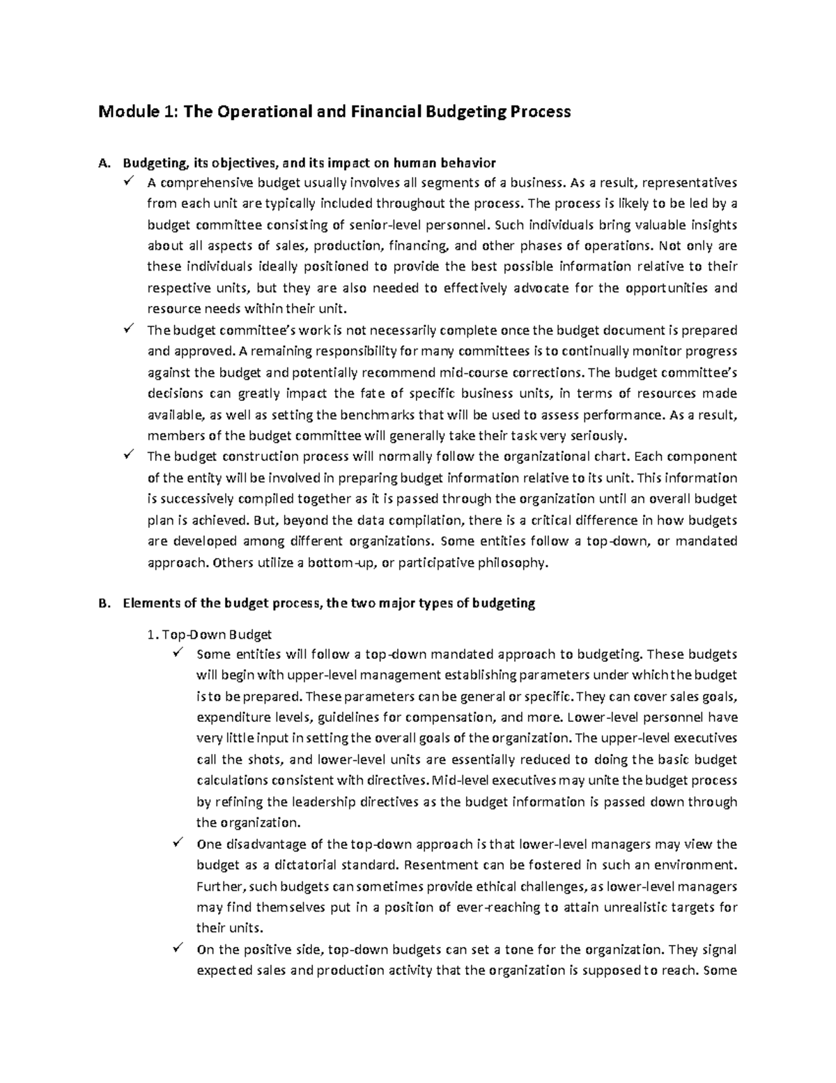 Module 1. AE 24 - The Operational and Financial Budgeting Process ...