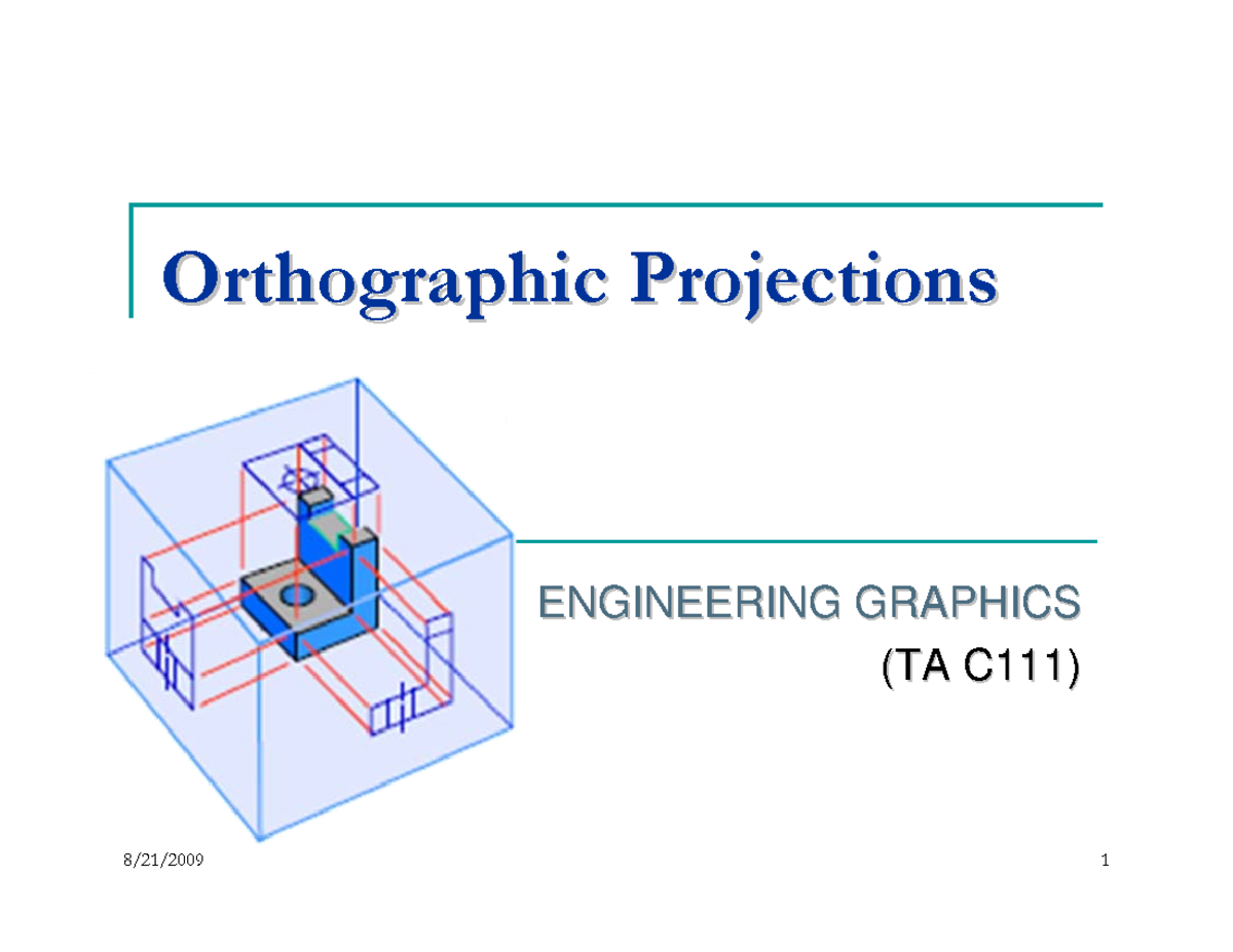 Orthographic view-1 - 8/21/ Orthographic Projections Orthographic Projections ENGINEERING ...