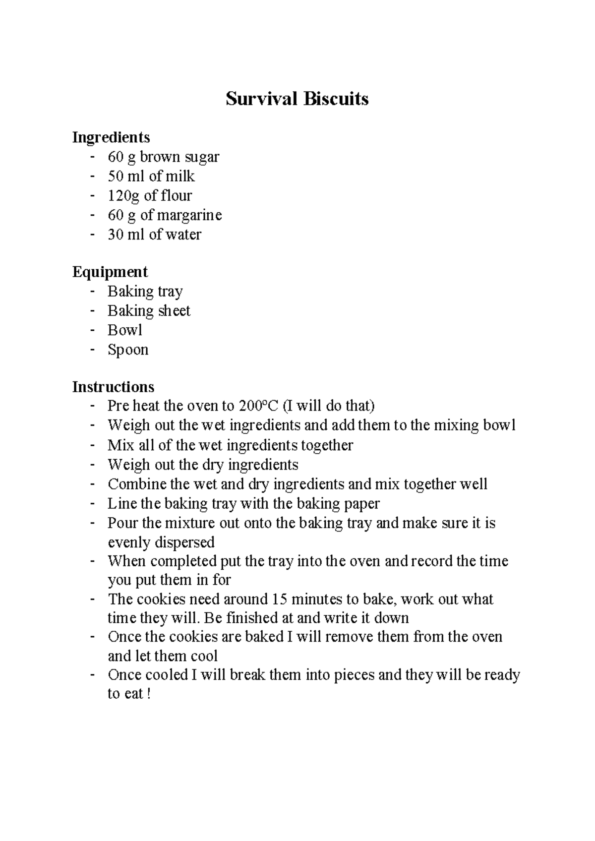 Survival Biscuits Recipe Instructions - Studocu