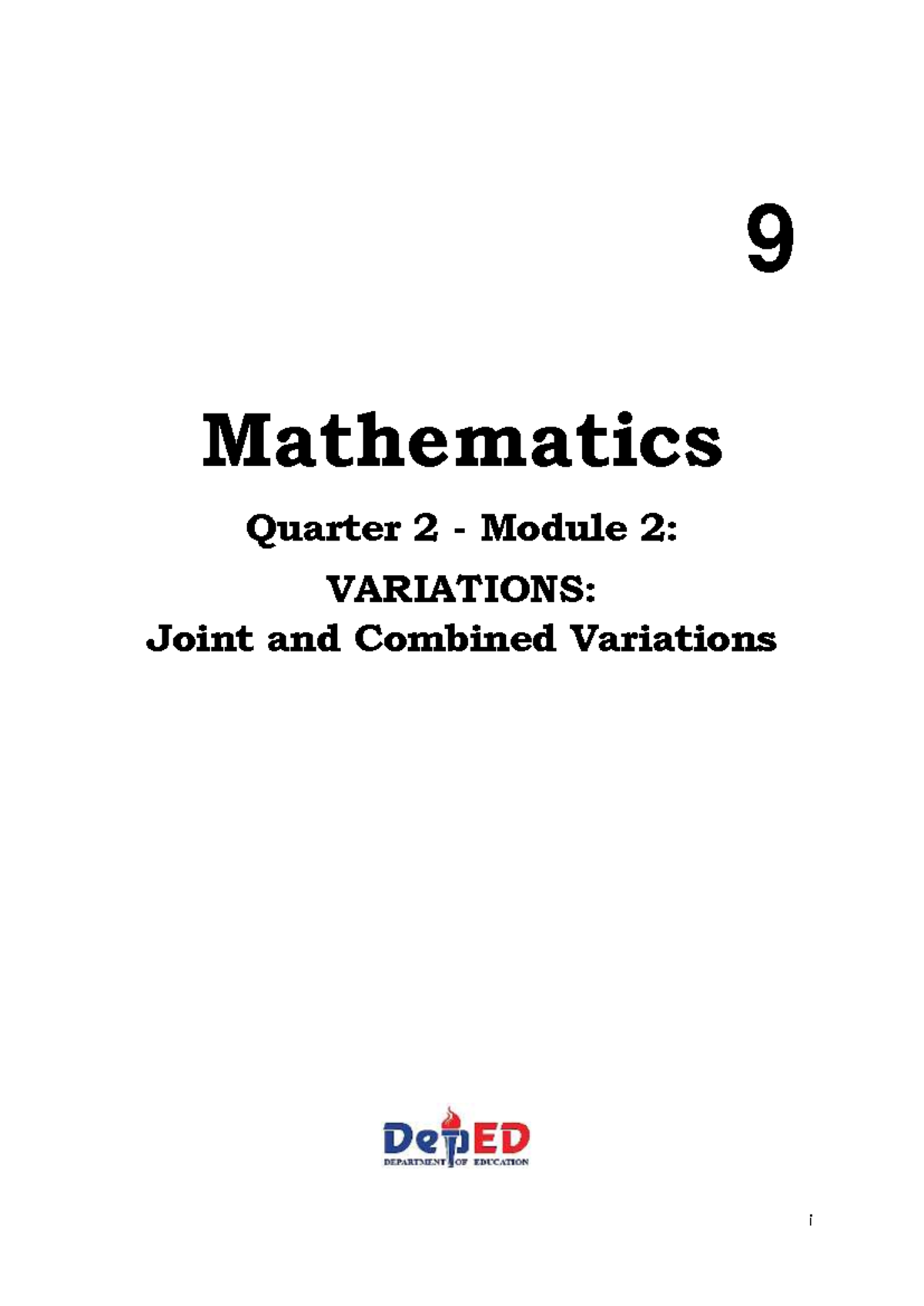 MATH-9 Q2 W2 Module 2: Joint & Combined Variations Guide - Studocu