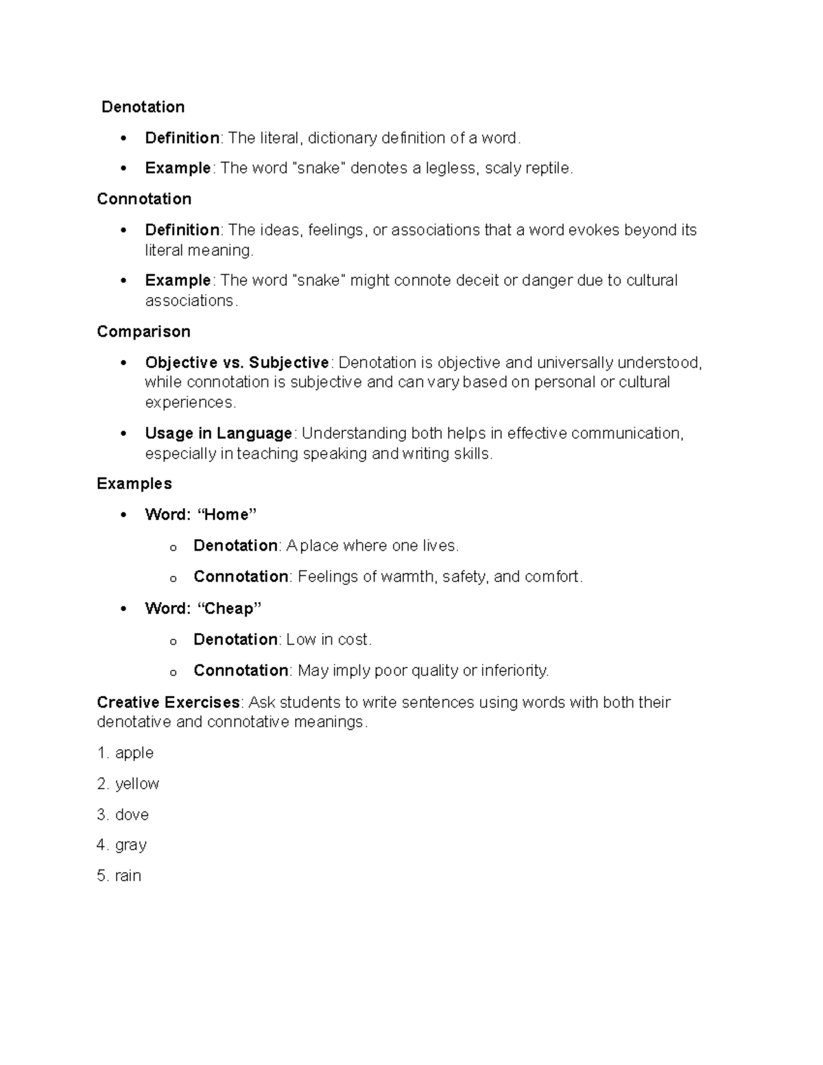 Denotation and Connotation: Understanding Language Nuances - Studocu