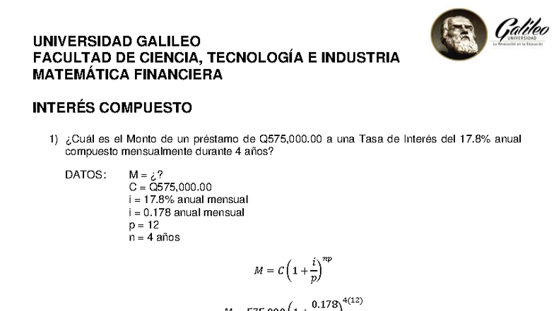 Ejemplos de Interés Compuesto - MAT 03 - Studocu