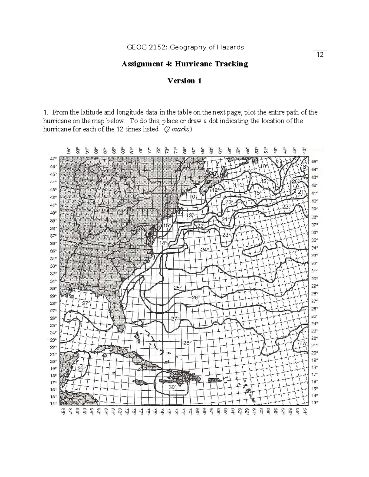 GEOG 2152: Assignment 4 Worksheet - Hurricane Tracking Analysis - Studocu