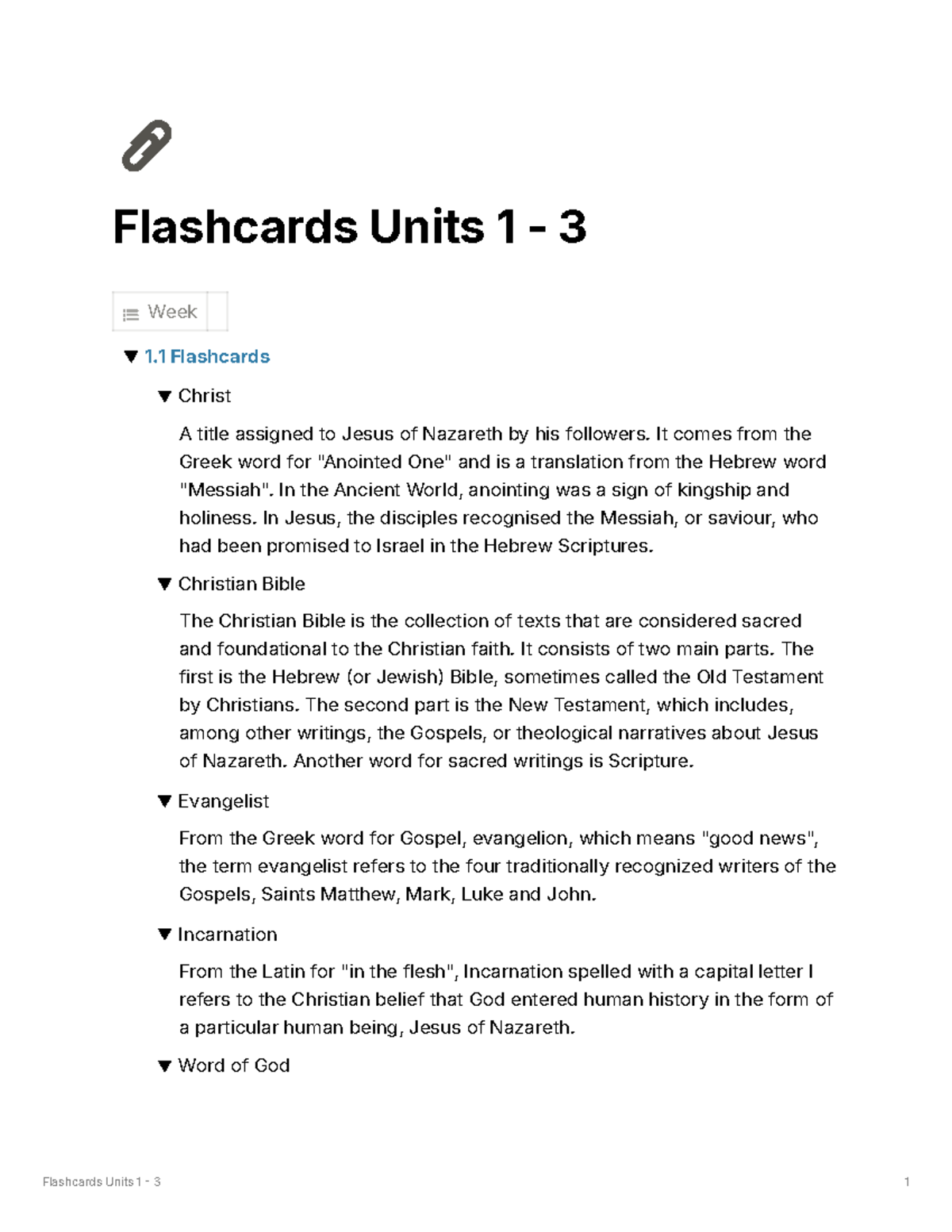 Flashcards for Units 1-3: Key Concepts in Christian Faith and History ...