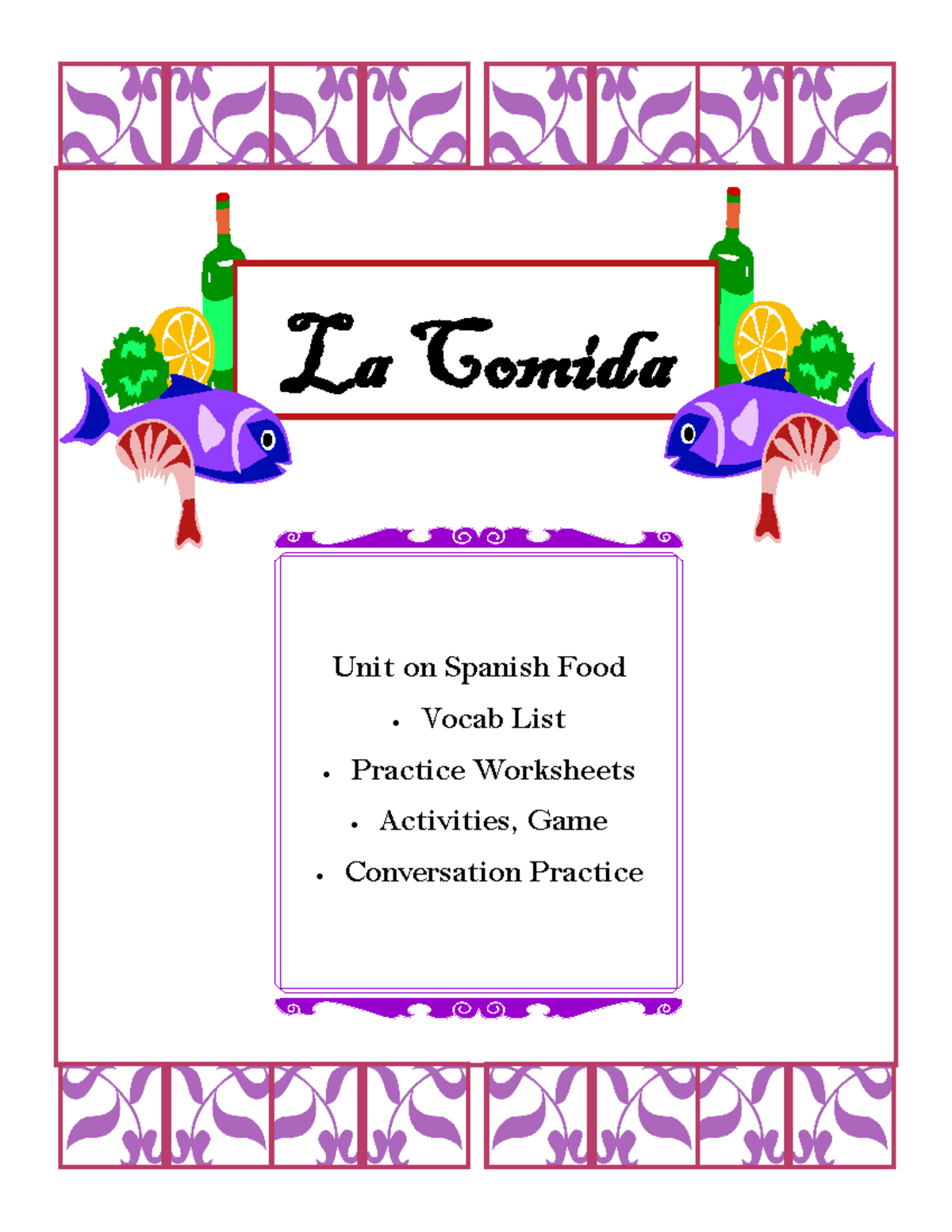La Comida: Spanish Food Unit 1 Vocabulary & Activities Guide - Studocu