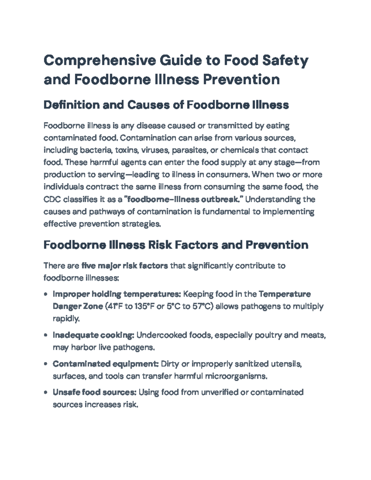 Comprehensive Food Safety Management (FS 101): Preventing Foodborne ...